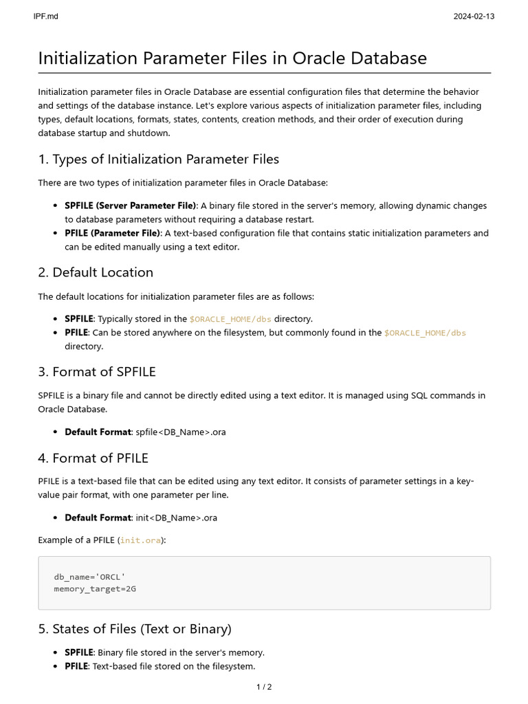 Initialization Parameter Files | PDF