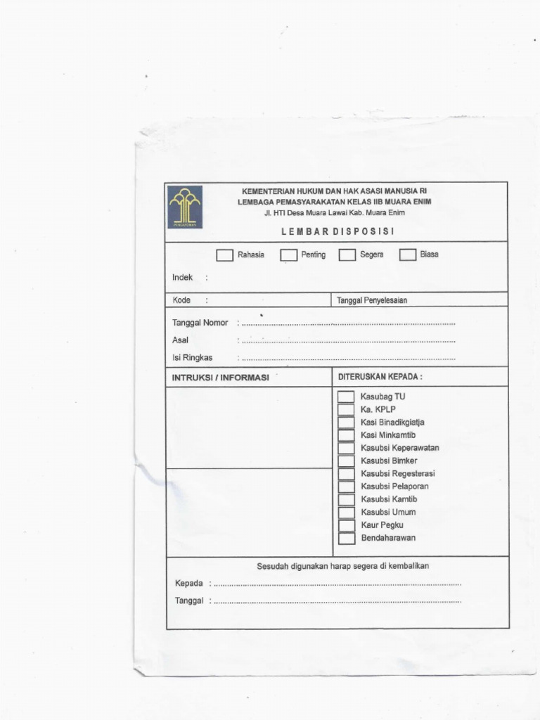 Lembar Disposisi | PDF