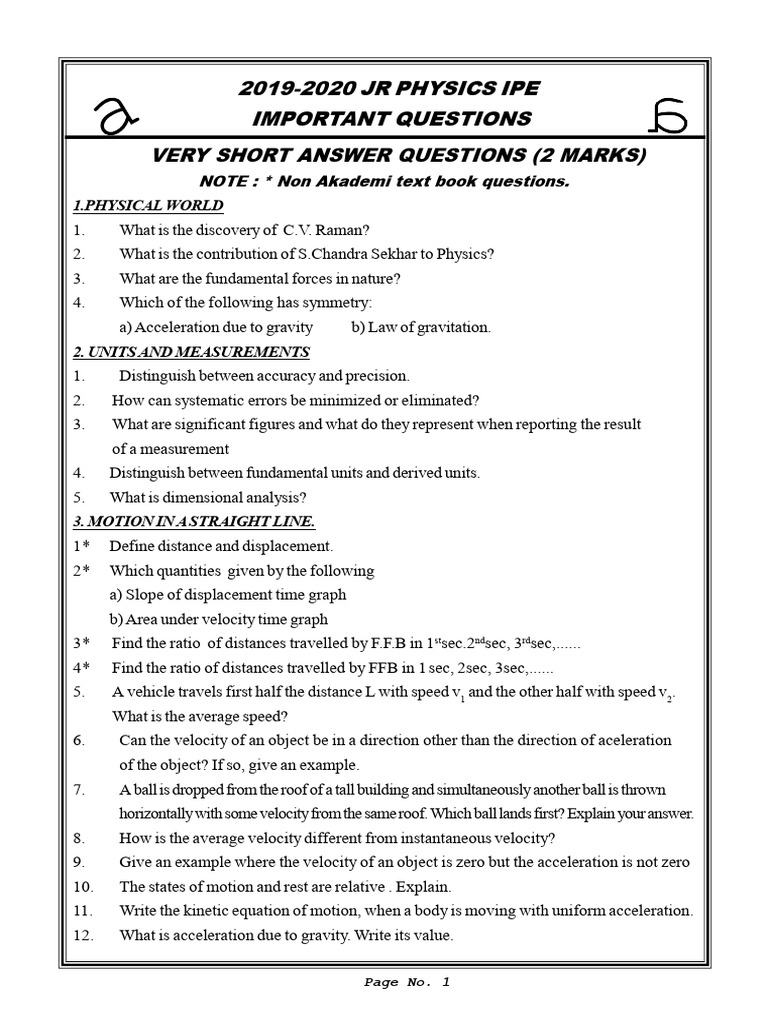 2022-2023 JR Physics Vsaq Imp Questions PDF | PDF