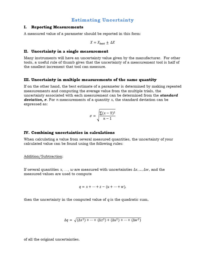 06 Uncertainties And Error Analysis Tutorial Pdf