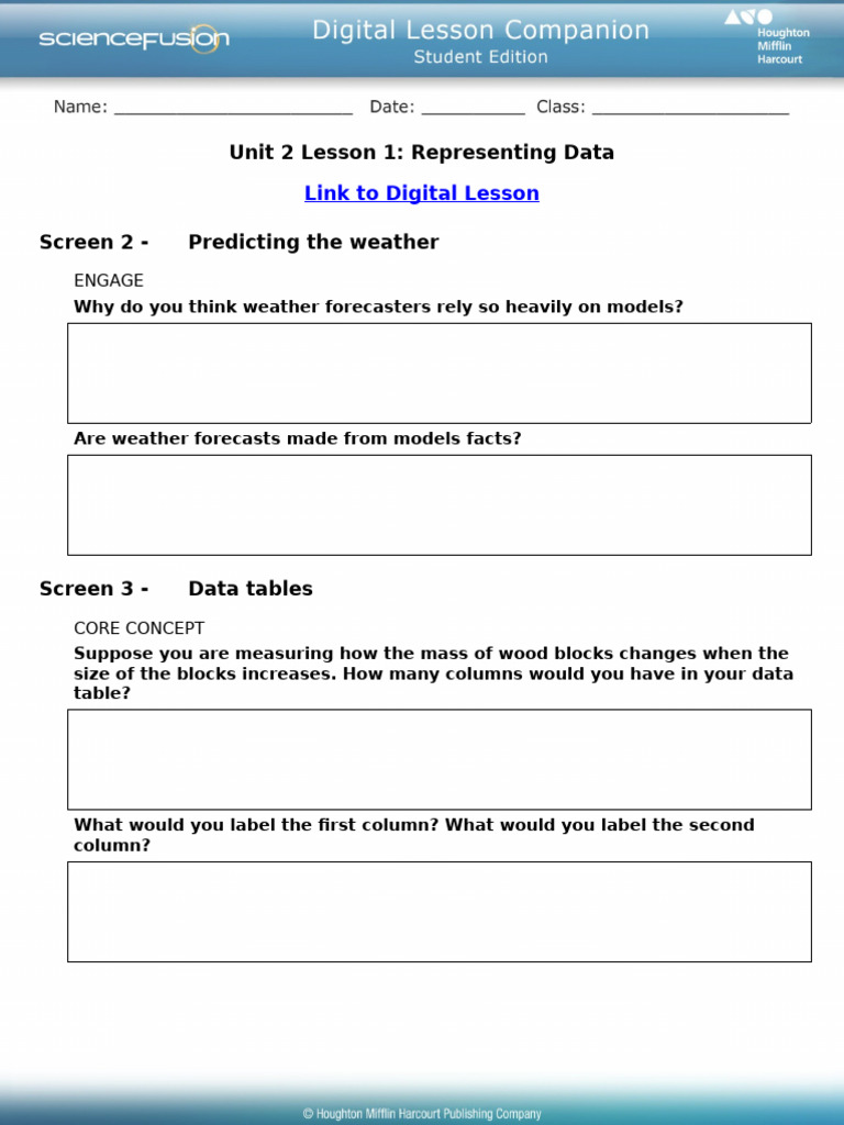 Representing Data Digital Lesson Companion | PDF