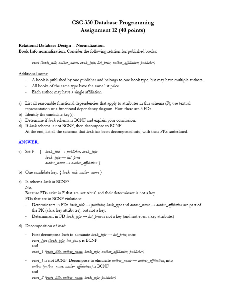 HW12 Normalization Solution-1 | PDF | Information Technology Management ...