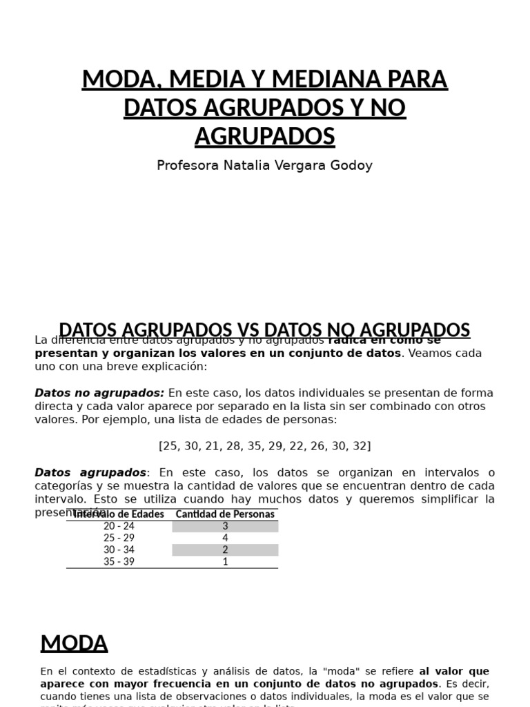 Clase 3 - Moda, Media y Mediana para Datos Agrupados | PDF | Modo ...