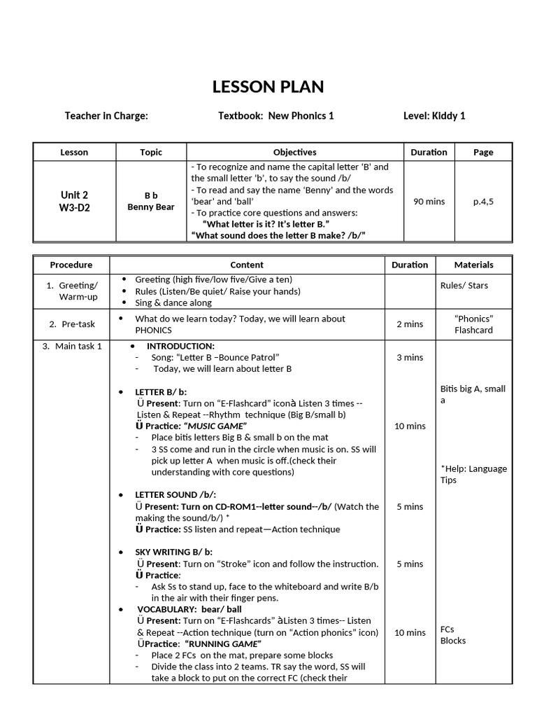 New Phonics Lesson Plan | PDF