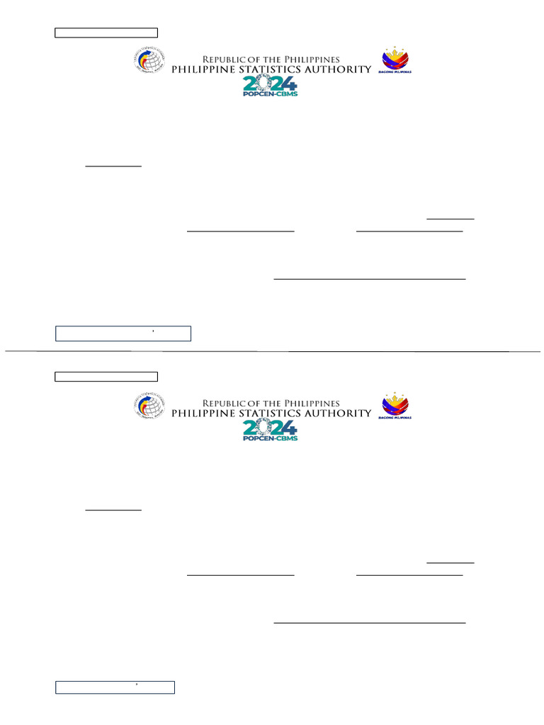 2024 POPCEN CBMS Form 23 Certification of Punong Barangay | PDF