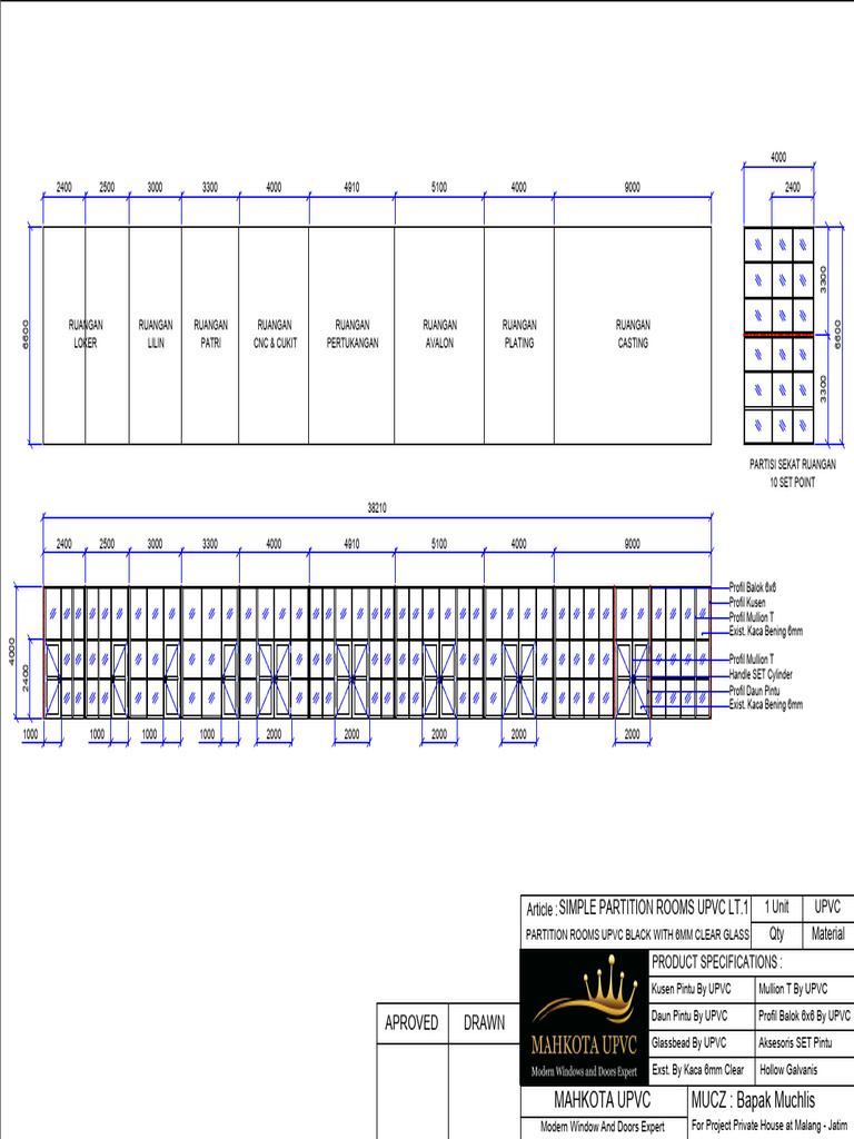 DWG - Project BPK Muchlis Partisi Ruangan LT.1 | PDF