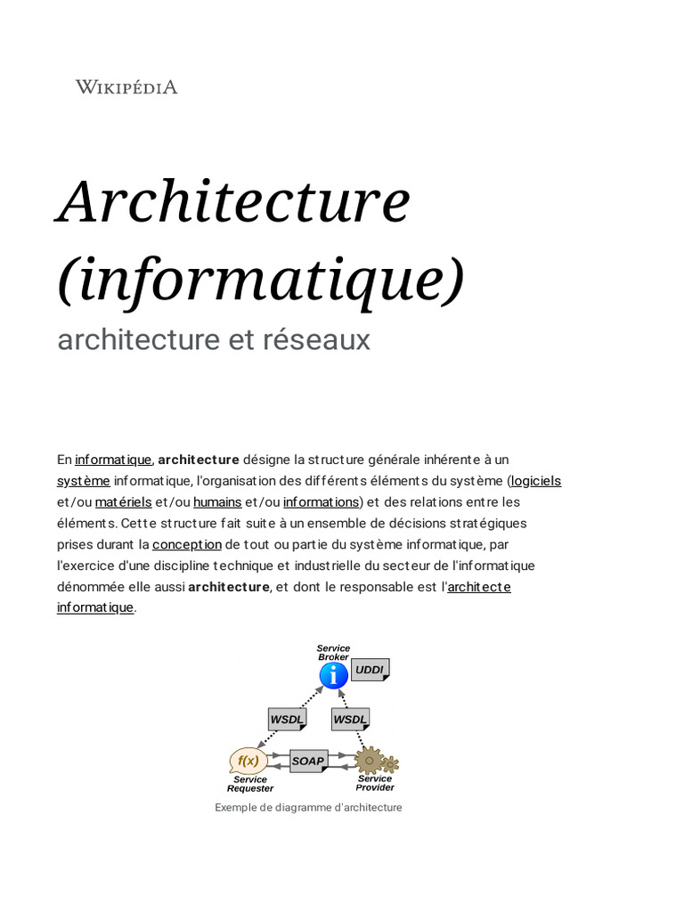 Architecture (Informatique) - Wikipédia | PDF