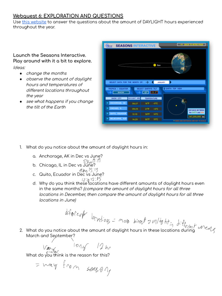 Webquest - Why Do We Have Seasons - (8.7A) 2022 | PDF