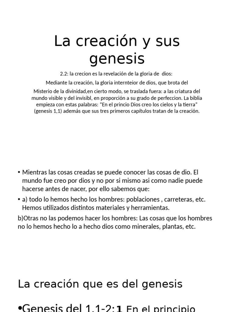 La Creación y Sus Genesis Diego y Anderson | PDF | Narrativa de la ...