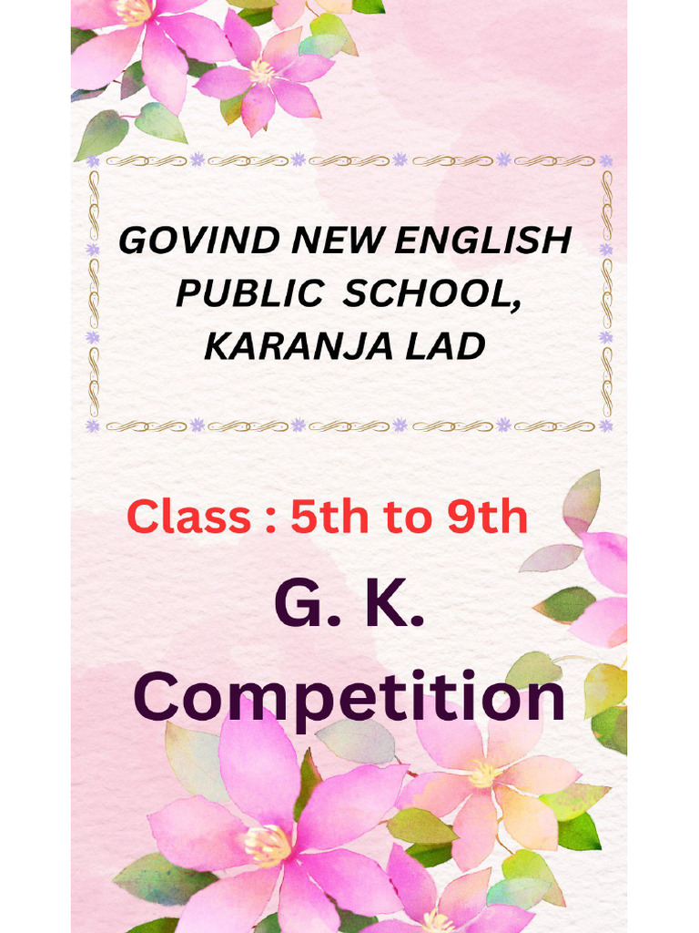 Class 5th To 9th GK Quiz PDF | PDF