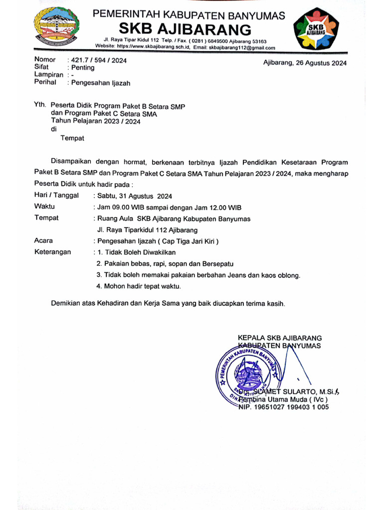 Surat Pengesahan Ijazah (Cap Tiga Jari) | PDF