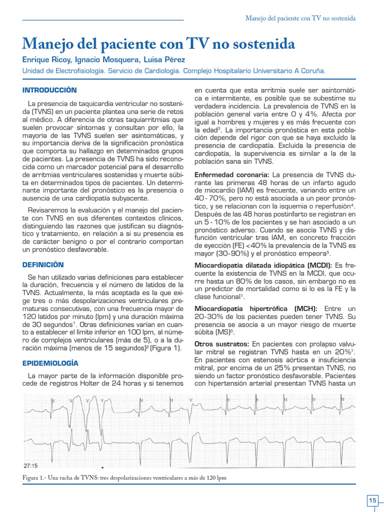 Manejo Del Paciente Con Tvns | PDF | Infarto de miocardio | Medicina ...