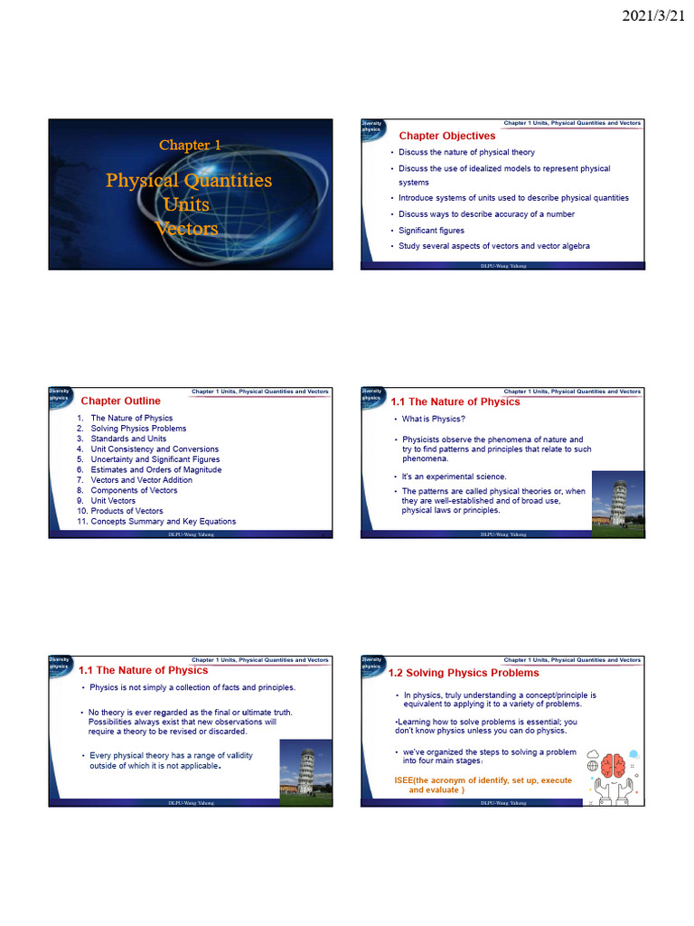 Lec1 Chapter 1 Physical Quantity and Vecotors | PDF