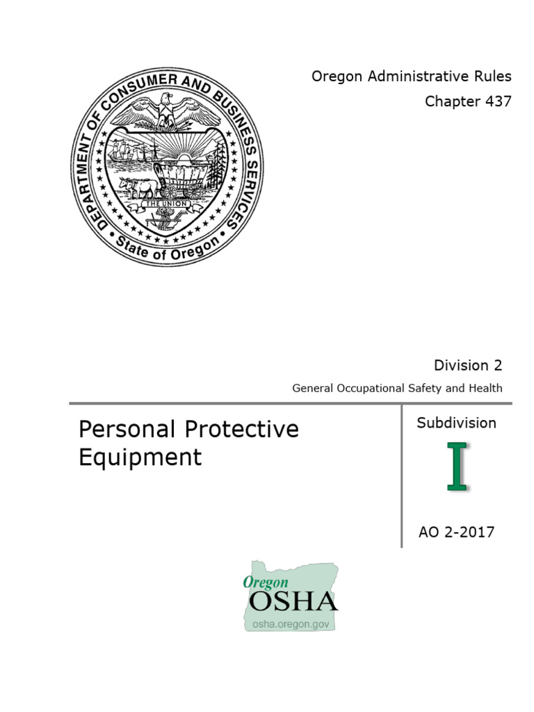 Subdivision I, Personal Protective Equipment - PDF Room | PDF