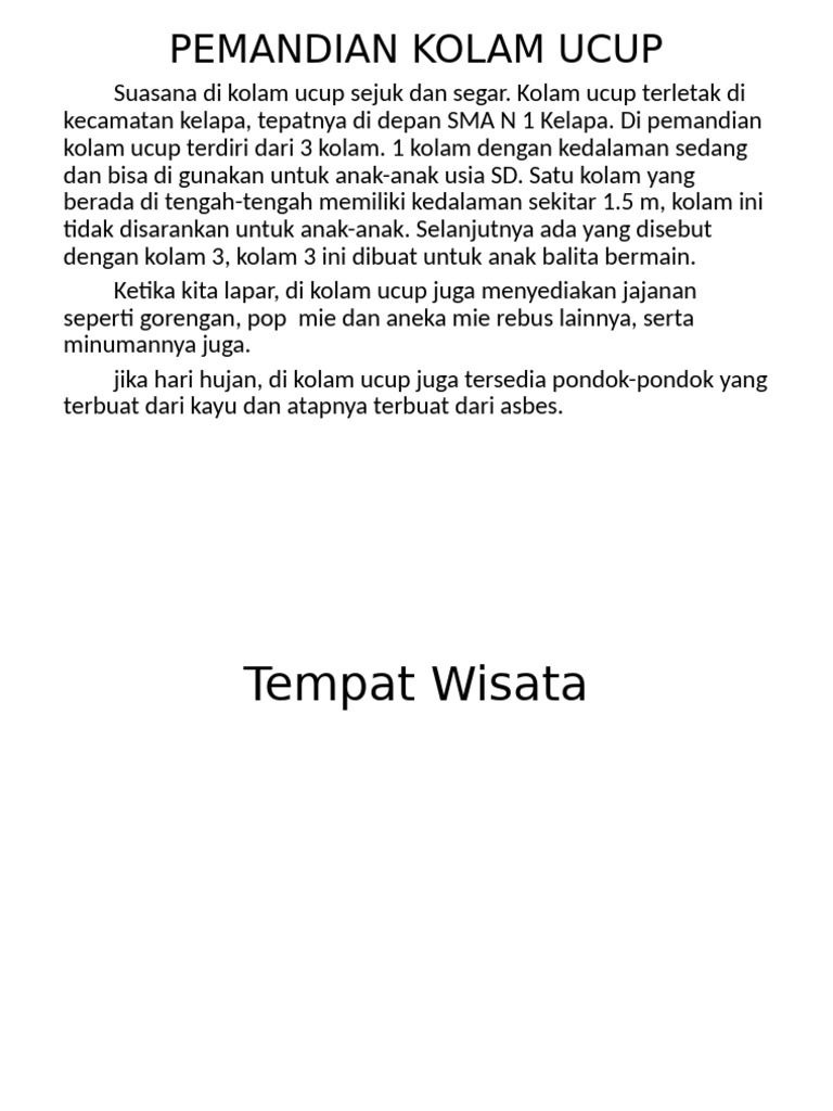 Pemandian Kolam Ucup | PDF