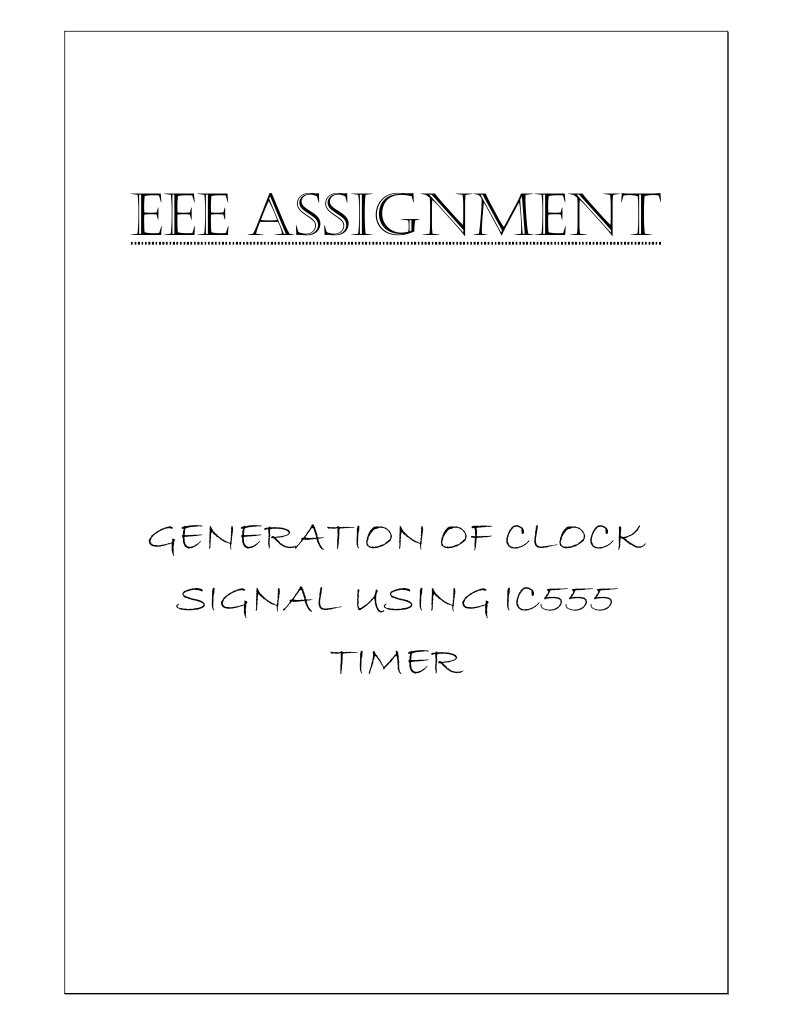 Clock Signal Generation With Ic555 Timer Pdf