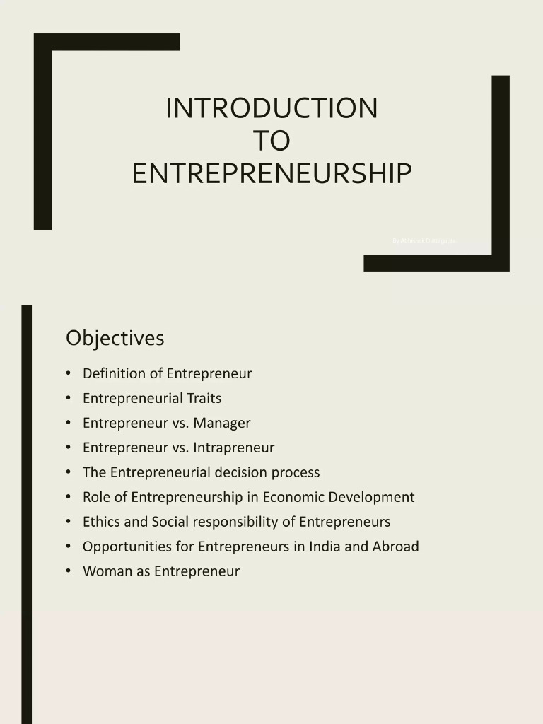 Introduction of Entrepreneur 101 | PDF