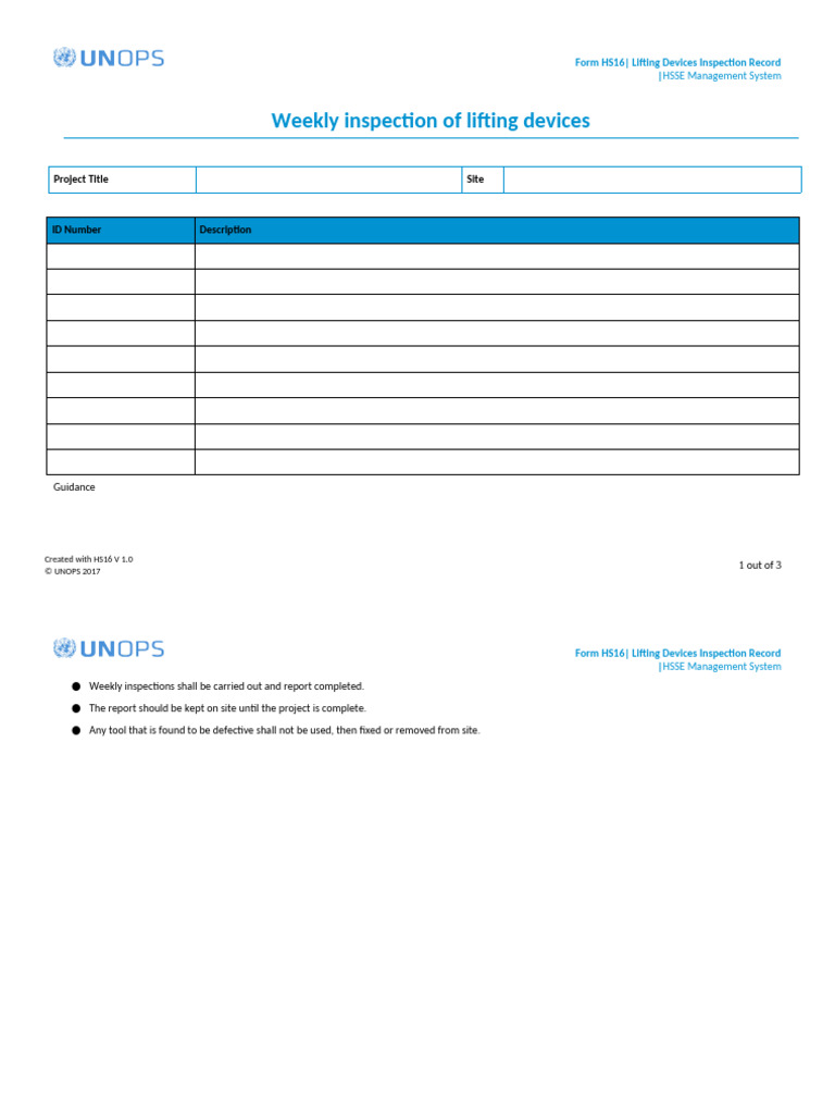 Form HS16 Lifting Devices Inspection Record EN | PDF