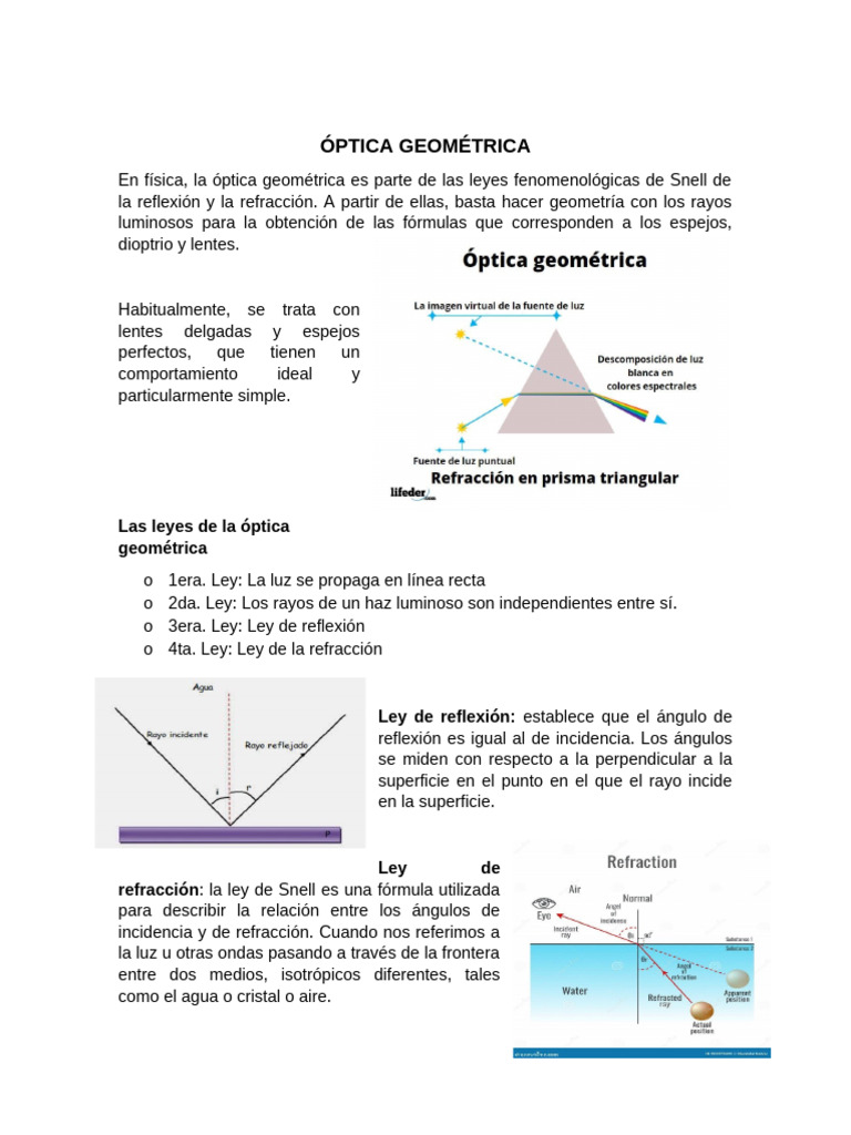 Optica Geometrica | PDF