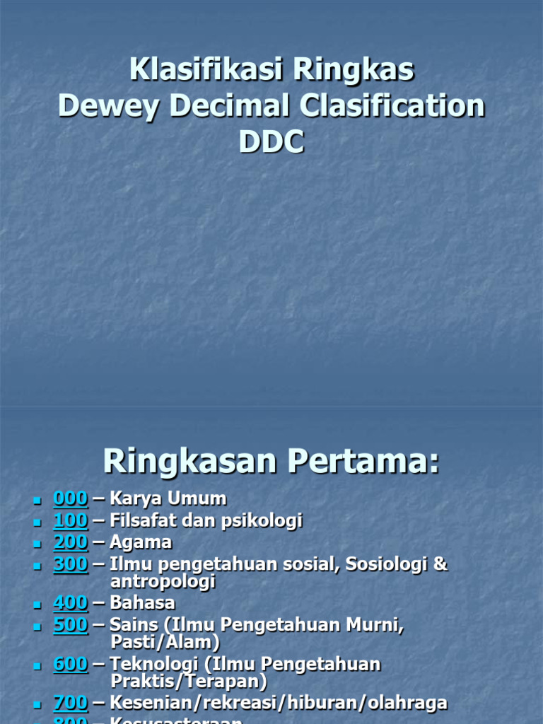 Klasifikasi Ringkas DDC | PDF