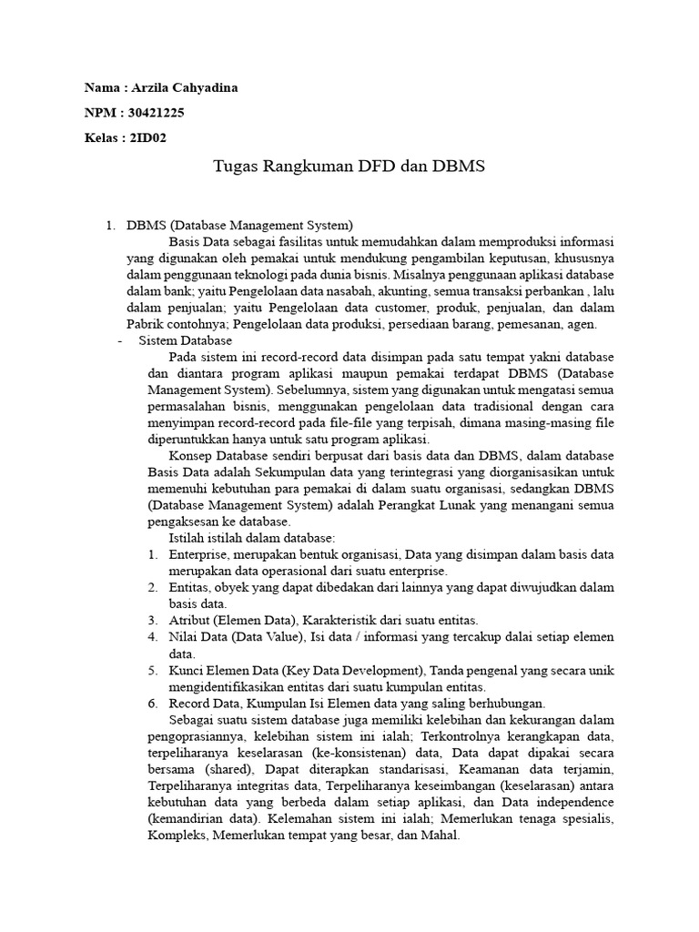 Rangkuman DBMS & DFD | PDF