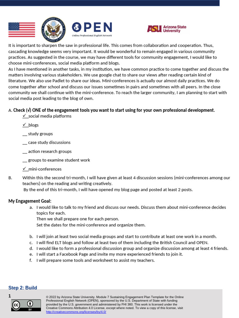 Teacher Training Module 7 Task 4_Sustaining Engagement Plan Template | PDF