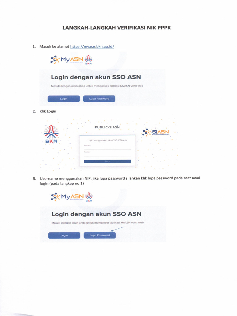 Langkah2 Verifikasi Nik PPPK | PDF