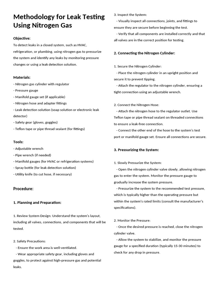 Methodology For Leak Testing Using Nitrogen Gas | PDF