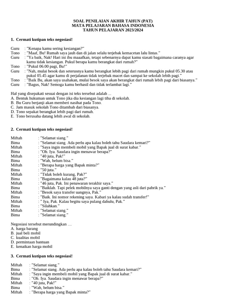 Bindo X Pat2024 Paket1 | PDF