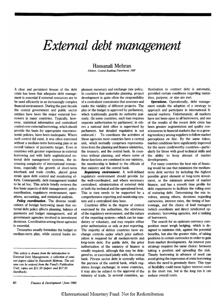 External Debt Management | PDF | Debt | Banks