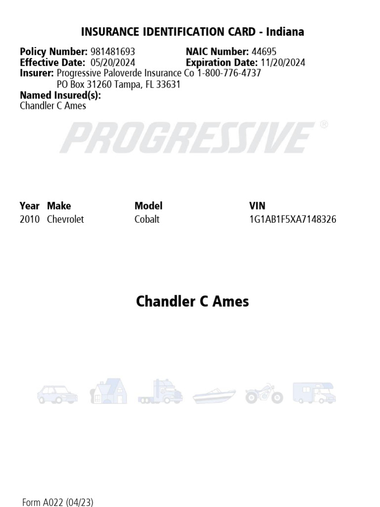 Indiana Auto Insurance Card | PDF | Business