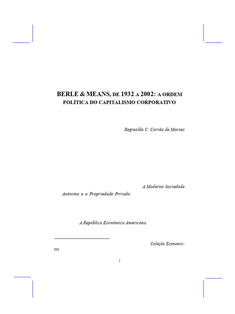 pv118 Berle Means | PDF | Economies | Finance & Money Management