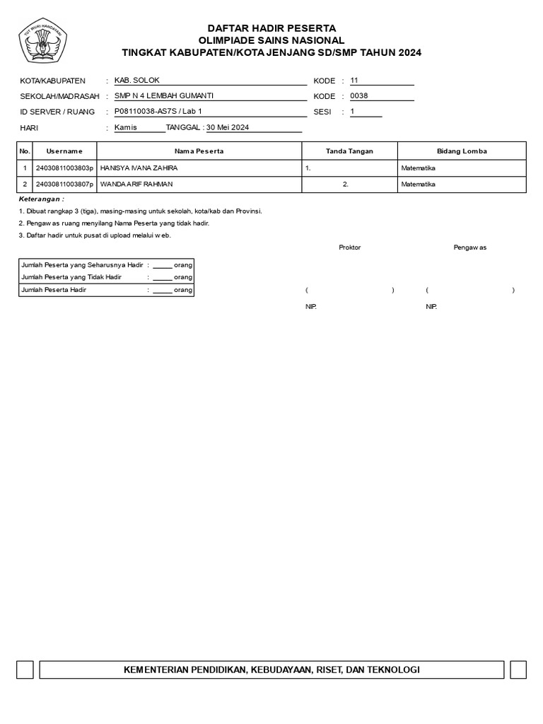 DH 2 MATEMATIKA Olimpiade Sains Nasional Tingkat Kabupaten - Kota | PDF