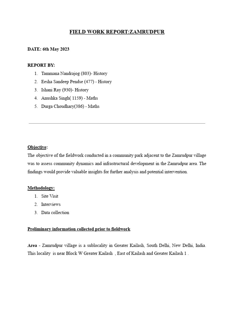 Sec Fieldwork Report | PDF