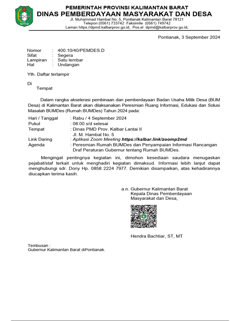 Undangan Pembukaan Rumah BUMDes Luring Dan Daring | PDF