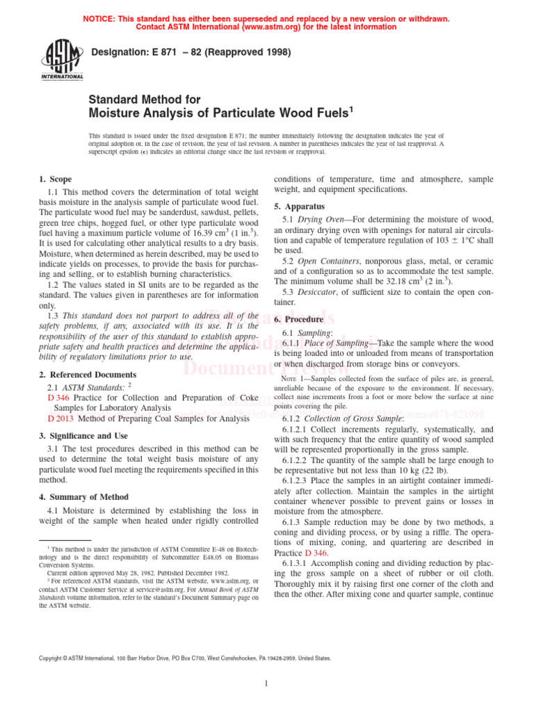 Astm E871 82 1998 | PDF | Particulates | Wood