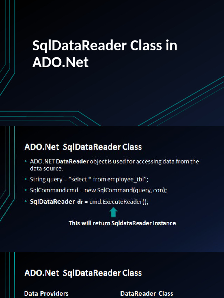 SqlDataReader Class in ADO | PDF
