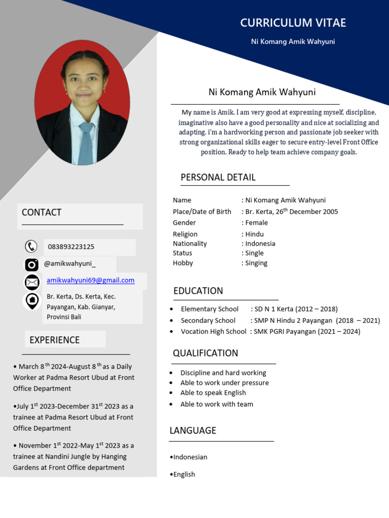 CV Amik Wahyuni | PDF