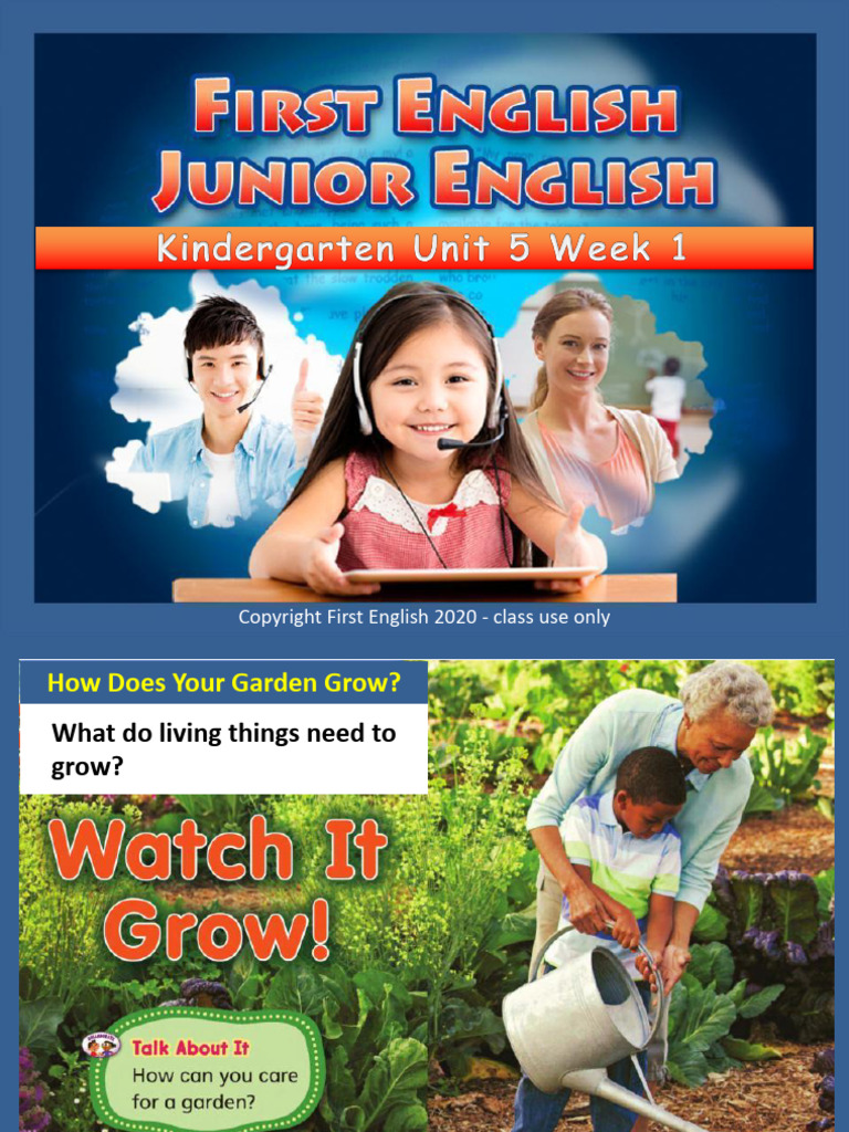 F1English Kindergarten Unit 5 Week 1 | PDF
