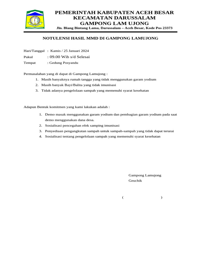 CONTOH NOTULENSI HASIL MMD 2024 | PDF
