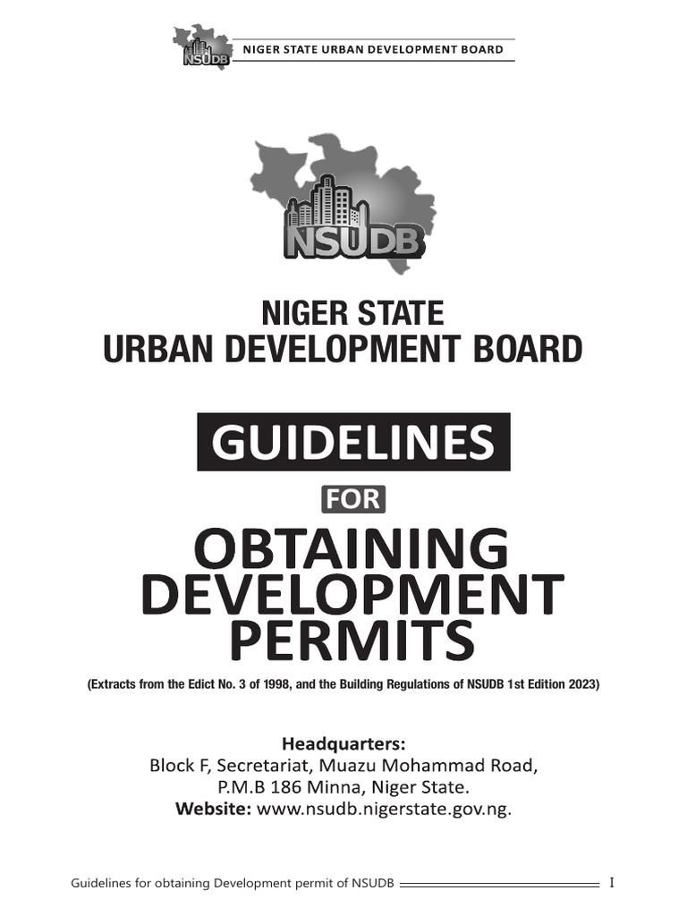 Niger State Urban Development Guidelines For Development Permits | PDF