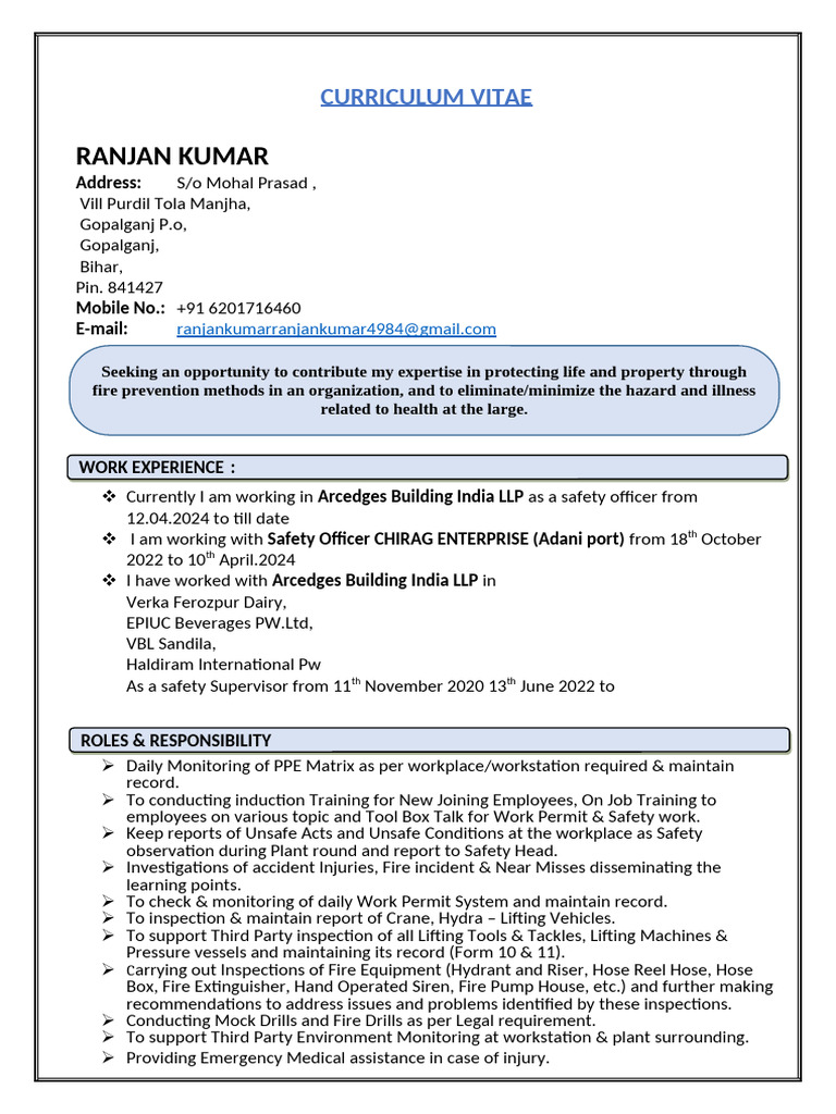 Ranjan Kumar: Curriculum Vitae | PDF