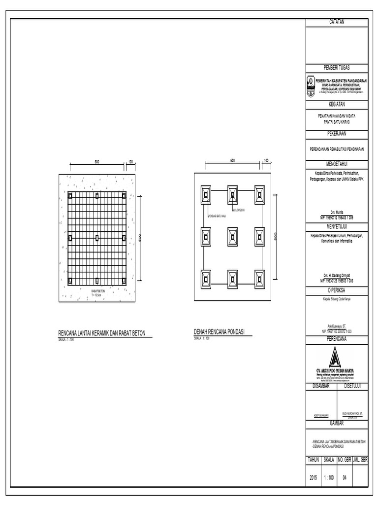 Rencana Lantai Keramik Dan Rabat Beton Denah Rencana Pondasi | PDF