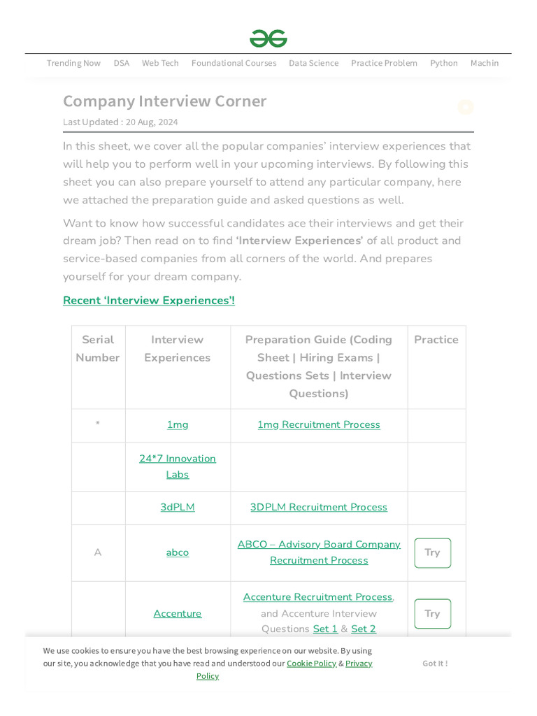 Company Interview Corner: Recent Interview Experiences'! Recent ...