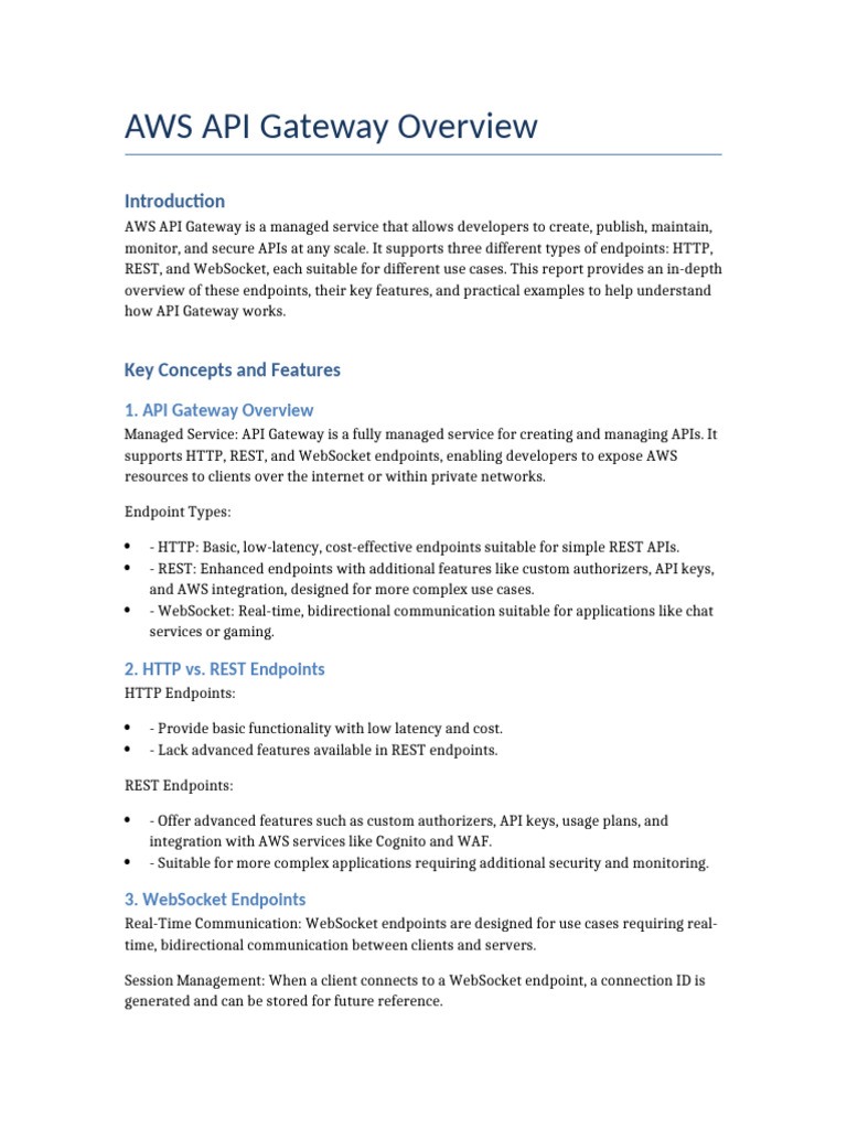 AWS API Gateway Overview Report | PDF