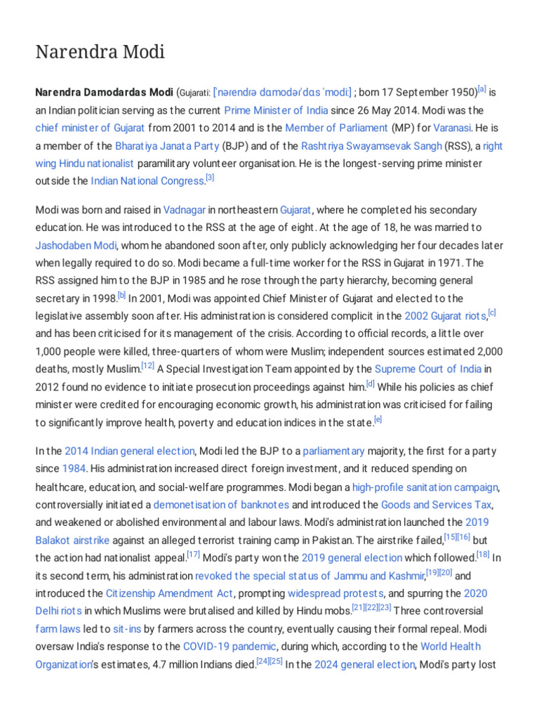 Narendra Modi | PDF | Narendra Modi | Bharatiya Janata Party