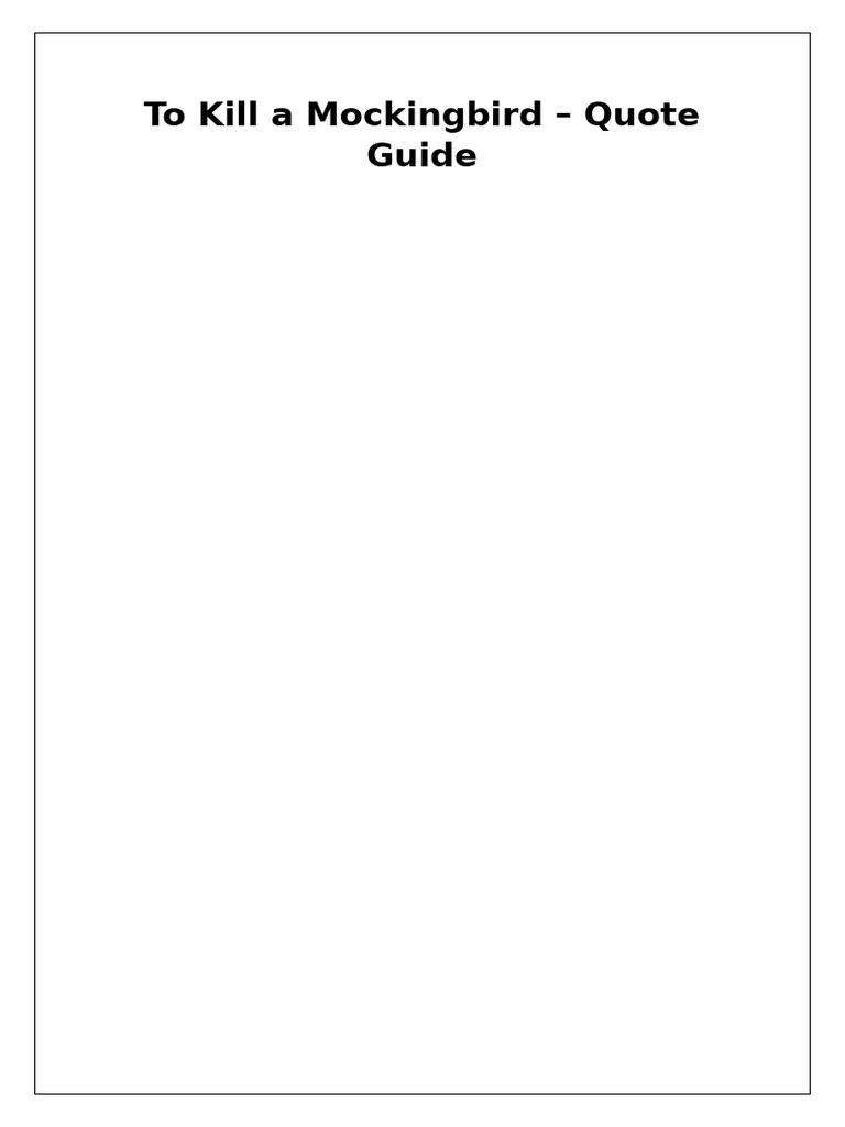 To Kill a Mockingbird Quote Guide | PDF