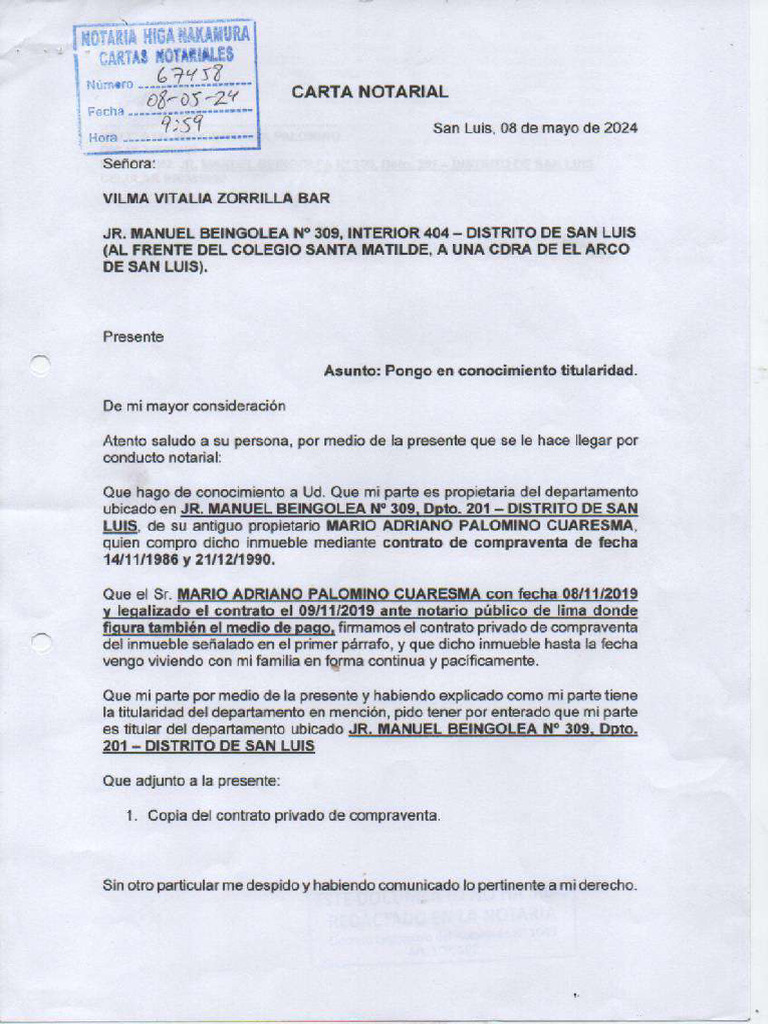 Carta Notarial | PDF