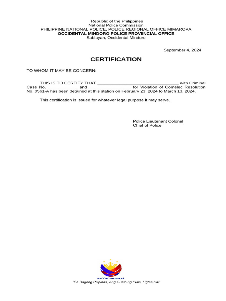Certificate of Detention | PDF
