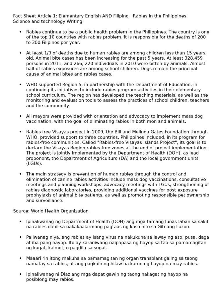 Fact Sheet Scietech - English and Filipino Article 1 | PDF